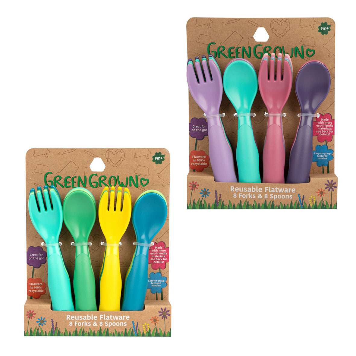 16 Pack of Toddler Flatware | GreenGrown – Playdreamers