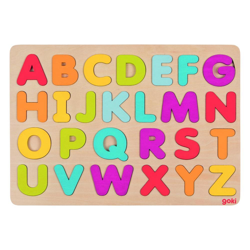 Wooden Rainbow Alphabet Puzzle | GOKI – Playdreamers